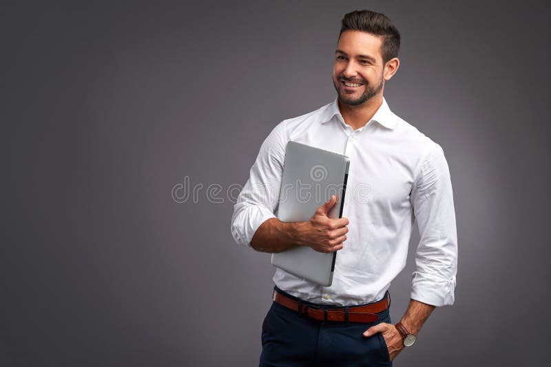 Young man with laptop stock image. Image of computer - 94961013