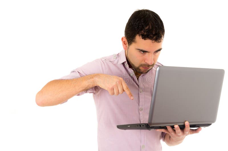 Young man with laptop stock photo. Image of typing, online - 42256670