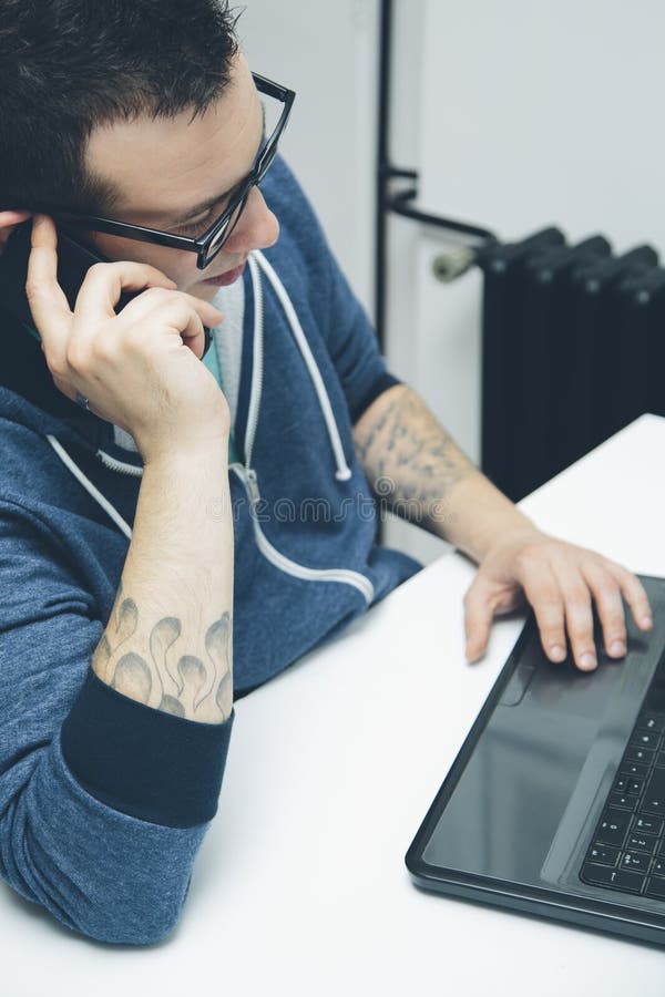 Young man with laptop stock image. Image of online, technology - 61946853