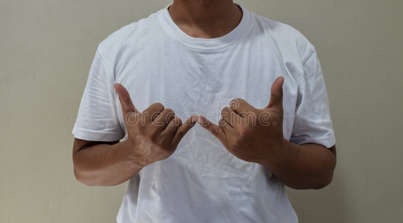 Young Man Learning and Communicating in American Sign Language Stock ...