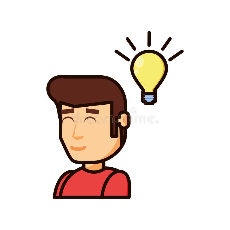 Young man with light bulb stock vector. Illustration of character ...