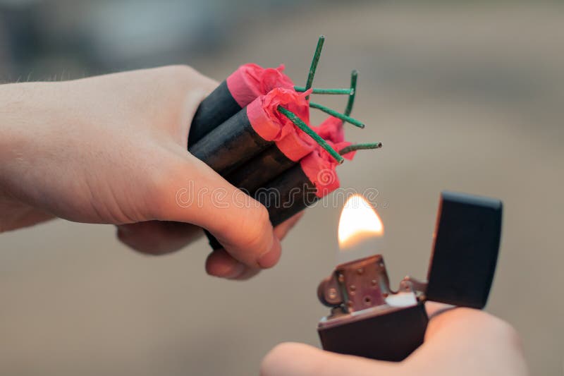 Young Man Lighting Up Several Firecrackers Stock Image - Image of ...