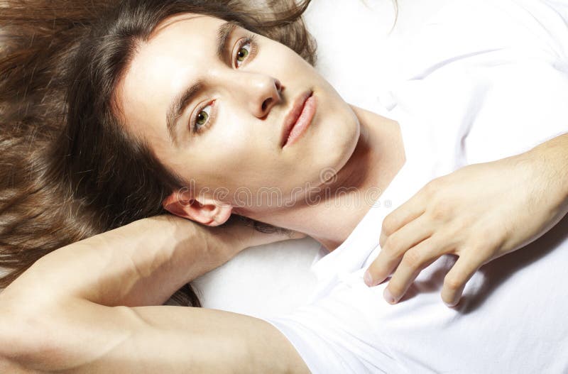 Young Man with Long Hair is Having Rest Stock Photo - Image of people ...