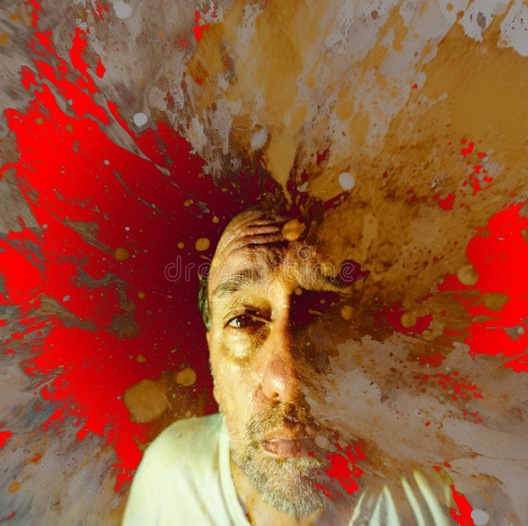 Young Man with a Look and Expression of Anguish with an Explosion of ...