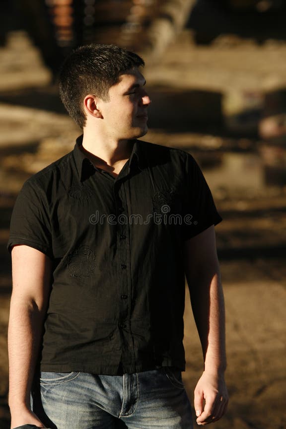 Young man looking aside stock photo. Image of cool, black - 2453070