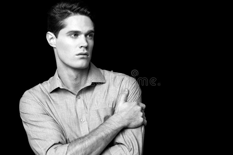 Calm Man Looking Back Over His Shoulder Stock Photo - Image of back ...