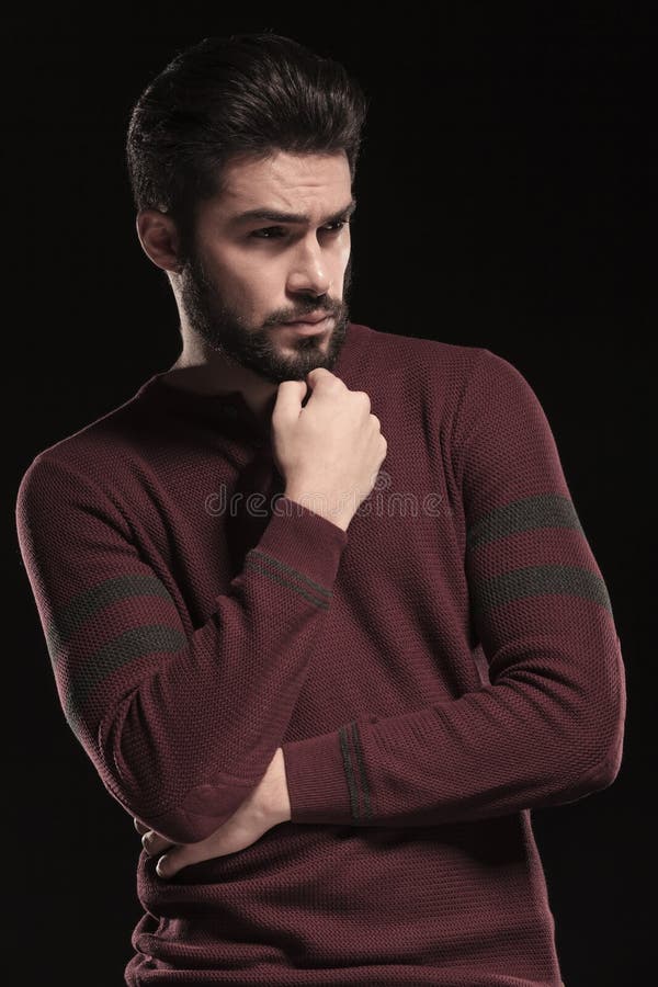 Young Man Looking Away from the Camera, Thinking. Stock Photo - Image ...