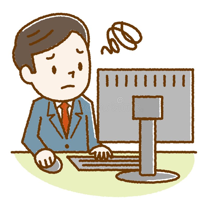 Man Looking at a Computer Screen Stock Vector - Illustration of office ...