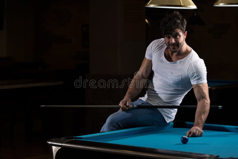 Sad Man Lost His Pool Game stock photo. Image of ball - 113228612