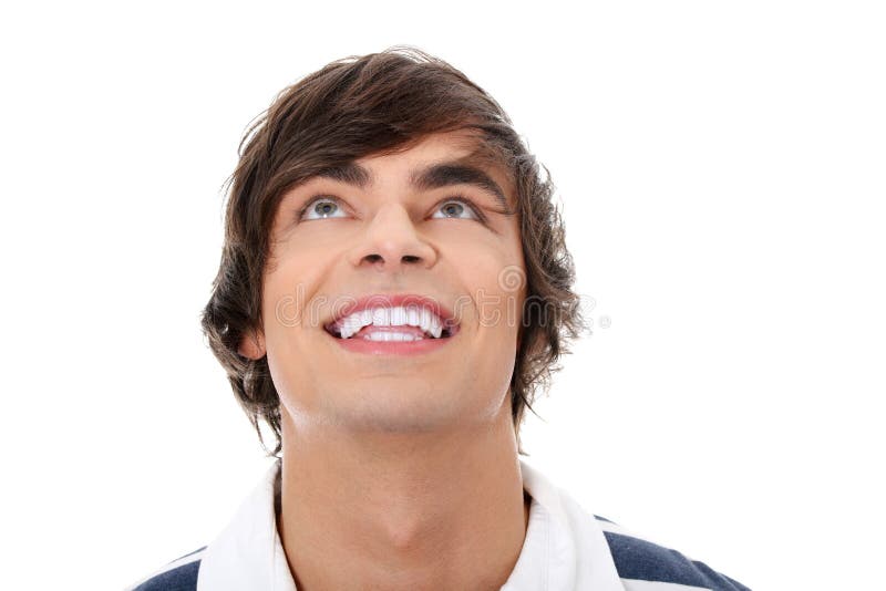 Young man looking up stock image. Image of model, male - 19417325