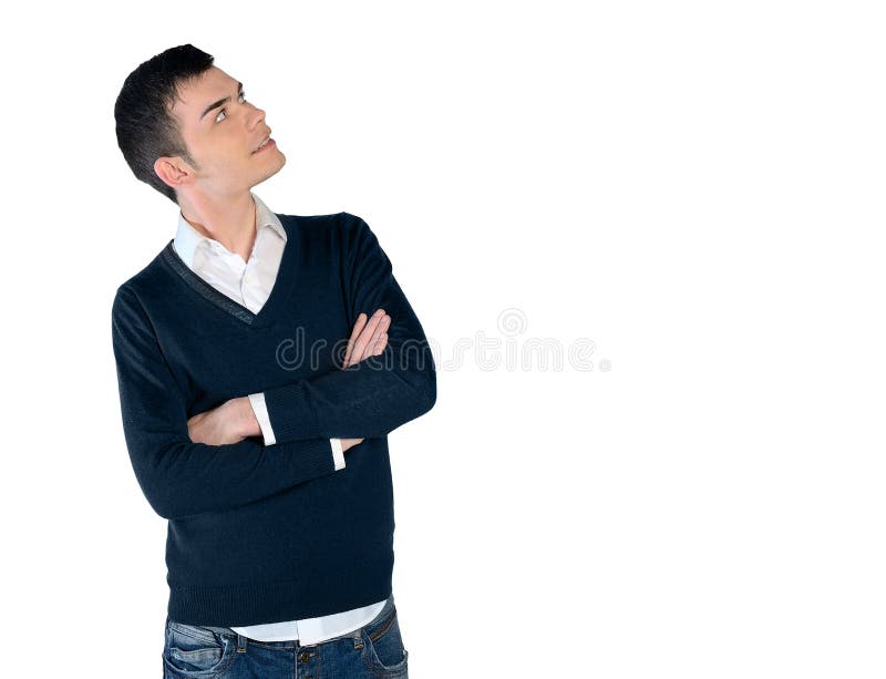Young man looking up stock image. Image of closeup, idea - 55936835