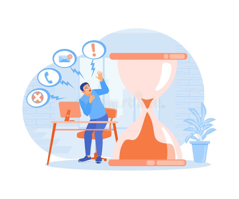 A Young Man with a Lot of Work and Deadlines. Stress and Frustration at ...