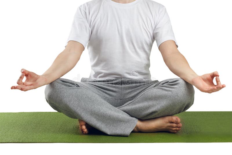Young man in lotus pose stock photo. Image of adult, gymnastics - 42340640