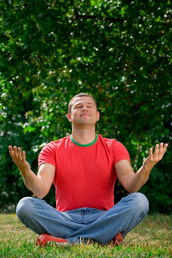 828 Young Man Sitting Lotus Position White Stock Photos - Free ...