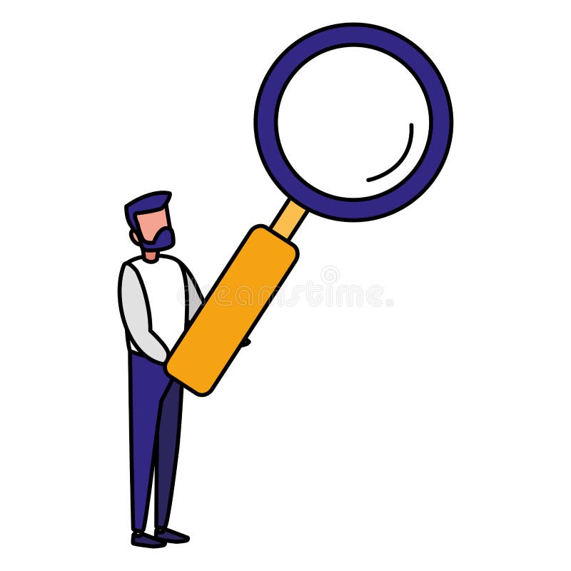 Young Man with Magnifying Glass Stock Vector - Illustration of ...