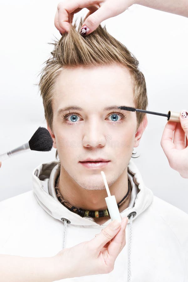 Young man with make up stock photo. Image of beauty, face - 13220360