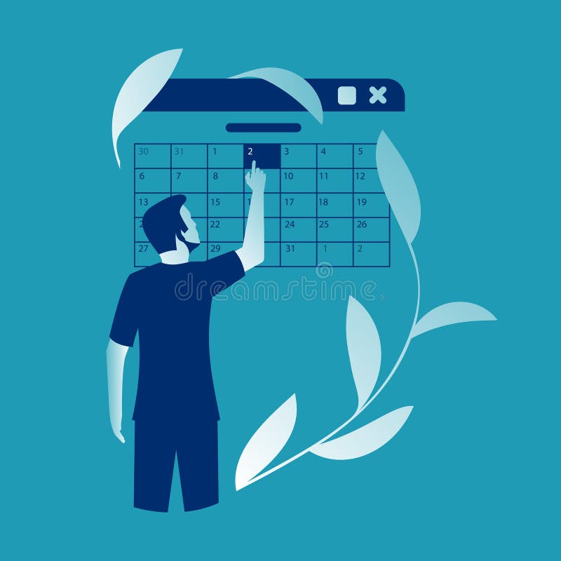 The Young Man Makes a Note on the Calendar. Vector Illustration Flat ...