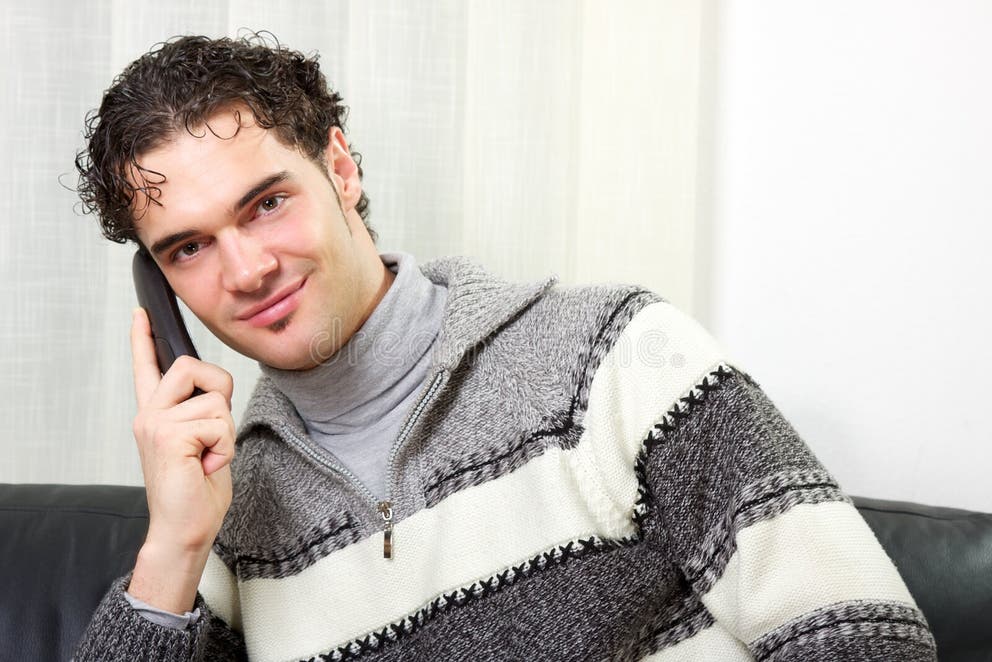 Young man making a call stock image. Image of male, caucasian - 13558575