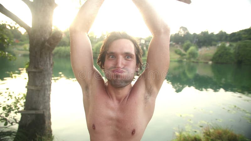 Young Man Making Funny Faces Stock Footage - Video of handsome ...