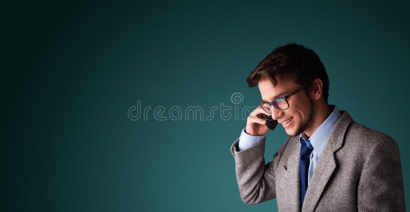Young Man Making Phone Call with Copy Space Stock Photo - Image of ...