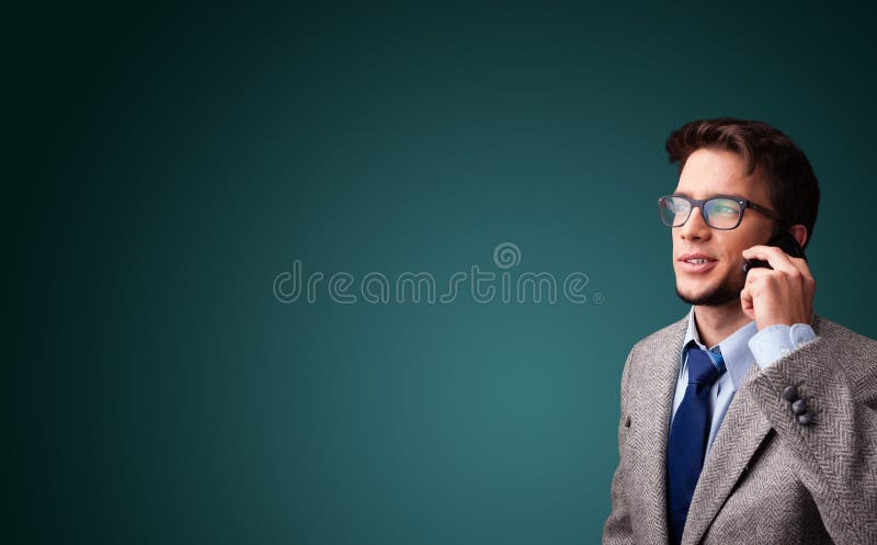 Young Man Making Phone Call with Copy Space Stock Image - Image of ...