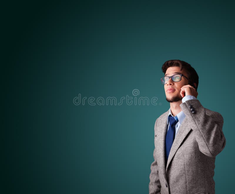 Young Man Making Phone Call with Copy Space Stock Photo - Image of ...
