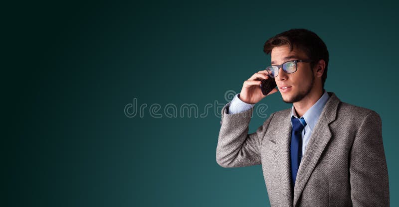 Young Man Making Phone Call With Copy Space Stock Image - Image of ...