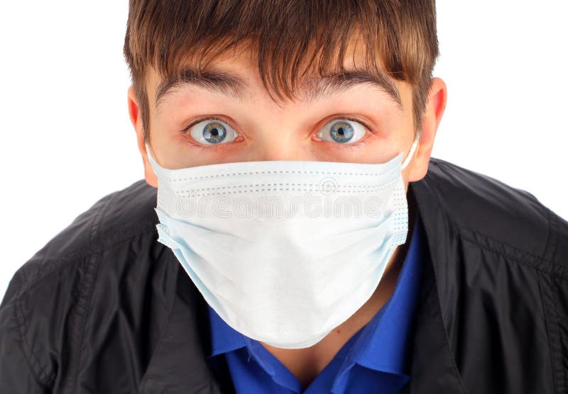 Young Man in the Mask stock image. Image of scared, stare - 114562335