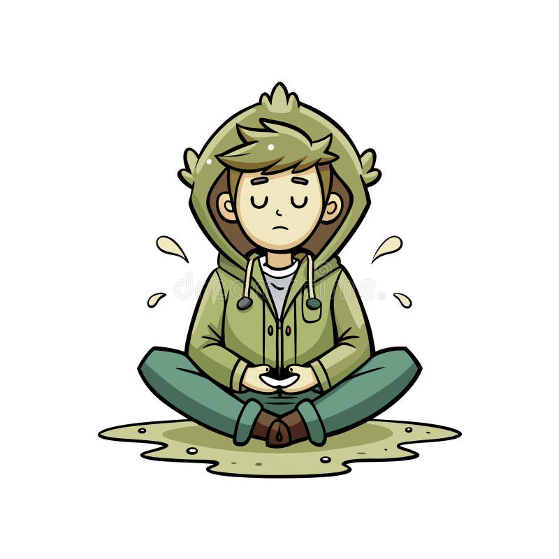 Young Man Meditating for Clarity Stock Illustration - Illustration of ...