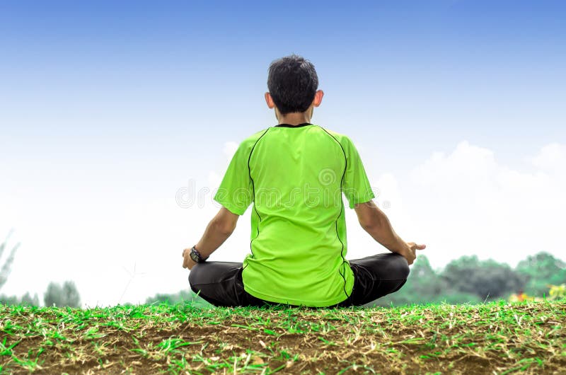 Young Man Meditating Outdoors Stock Photo - Image of exercise ...