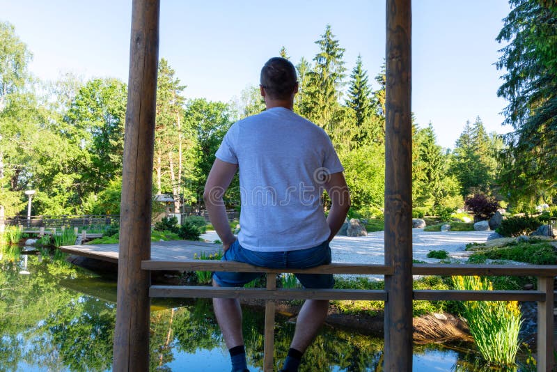 A man in the park stock image. Image of coniferous, person - 152254405