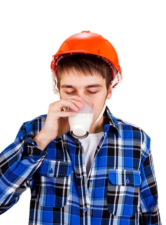Young Man with a Milk stock photo. Image of industrial - 91975286