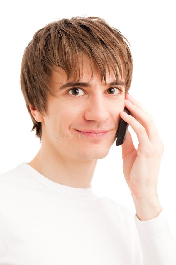 Young Man with Mobile Phone Stock Photo - Image of smile, talking: 12540168