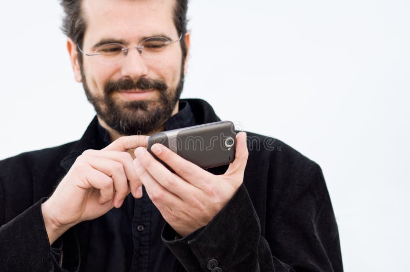 Young Man with Mobile Phone Stock Image - Image of adult, telephone ...