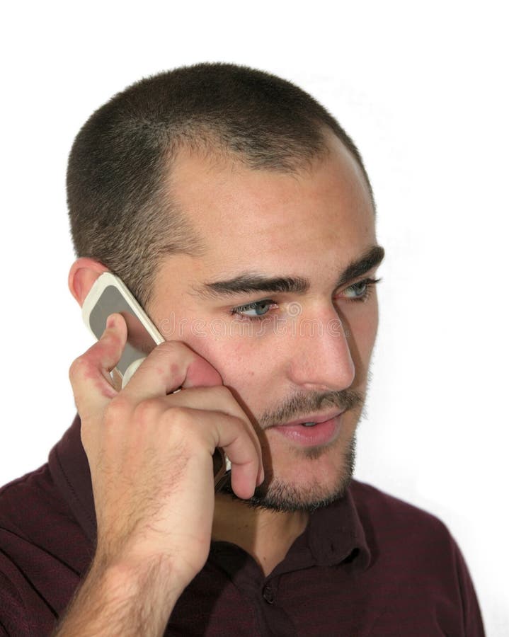 Young Man with Mobile Phone Stock Image - Image of young, white: 4194637