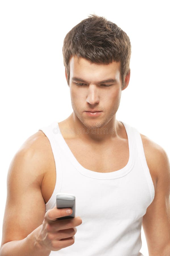 Young Man with Mobile Phone Stock Image - Image of active, caucasian ...