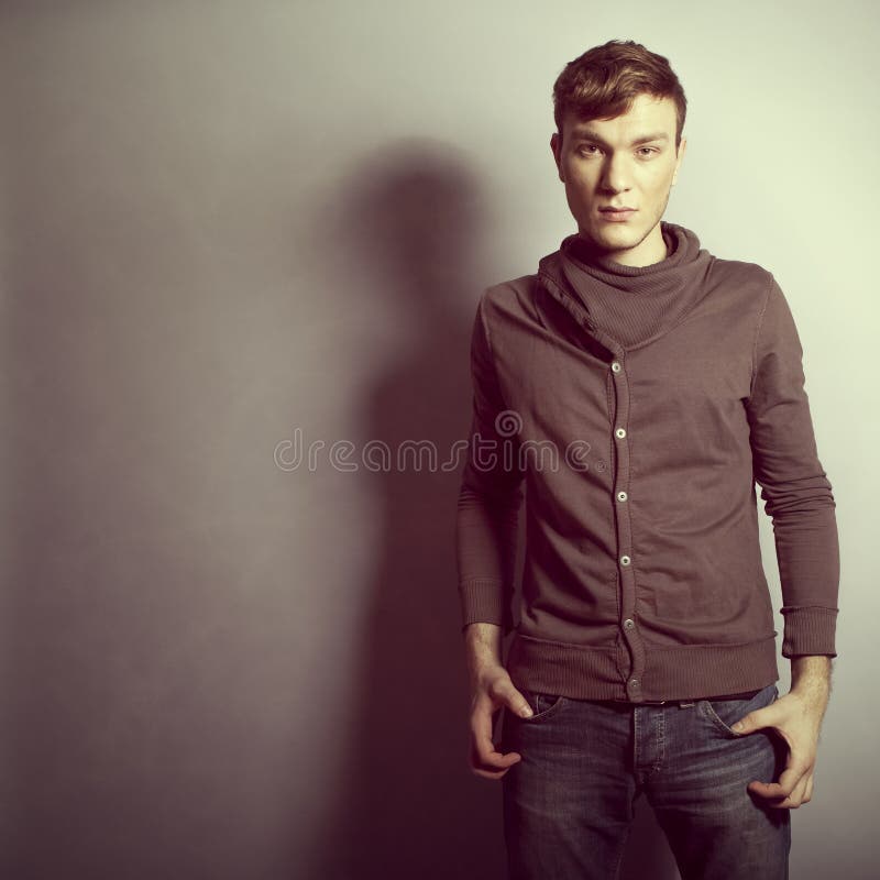 Young man model posing stock image. Image of cute, mysterious - 23393807