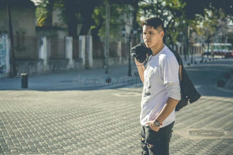 Guy Modeling in Urban Landscape Stock Image - Image of funny, urban ...