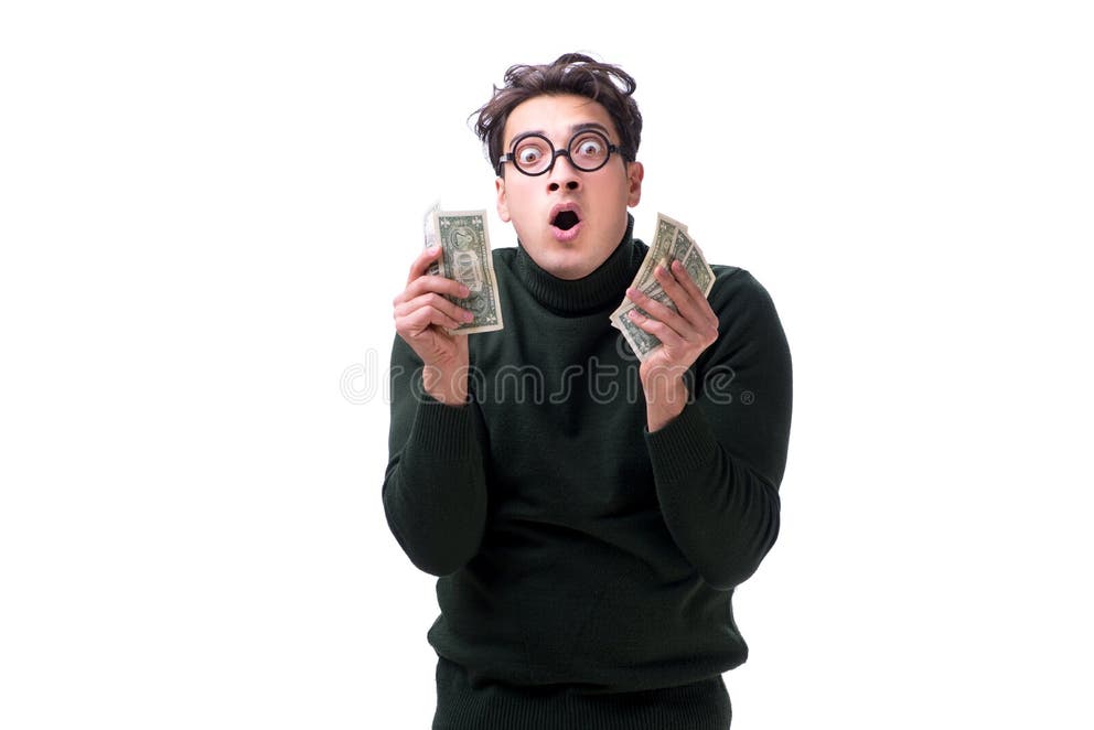 The Young Man with Money Isolated on White Stock Image - Image of ...