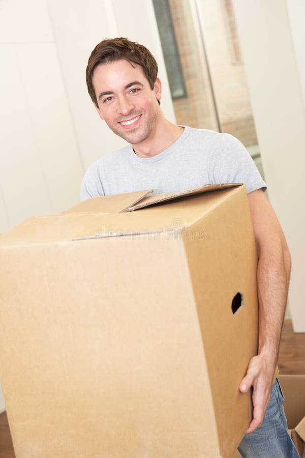 Boy with Young Man on Moving Day Stock Photo - Image of moving ...