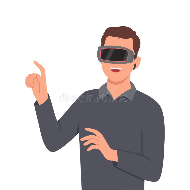 A Man Moving Objects Data and Graph Around Using a Virtual Reality VR ...