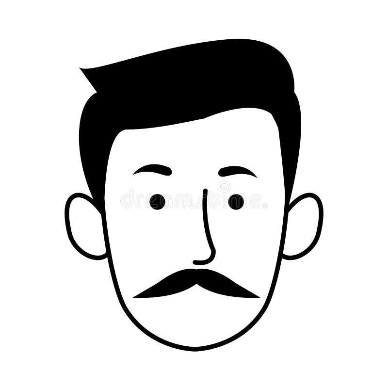 Mustache Man Head Vector Character Hair Hipster Curly Beard Barber and ...