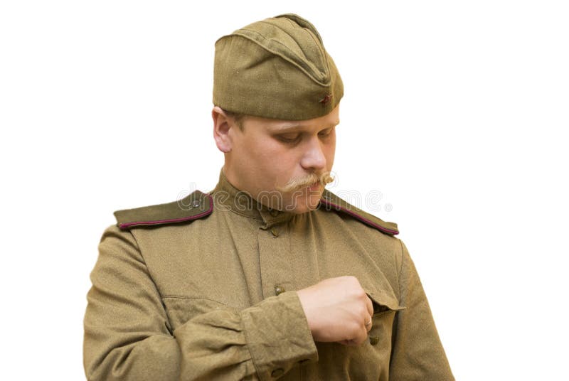 Young Man with a Mustache in Soviet Uniform Stock Image - Image of ...