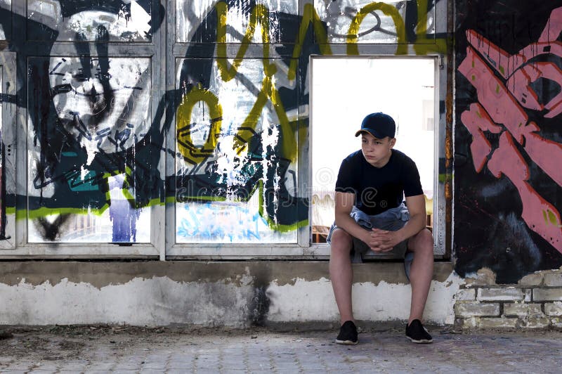 Young Man Near an Old Broken Window Stock Image - Image of real ...