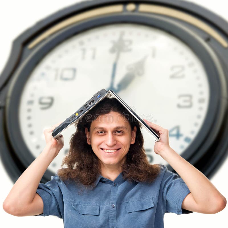 The Young Man No Time To Do the Job Stock Photo - Image of overload ...