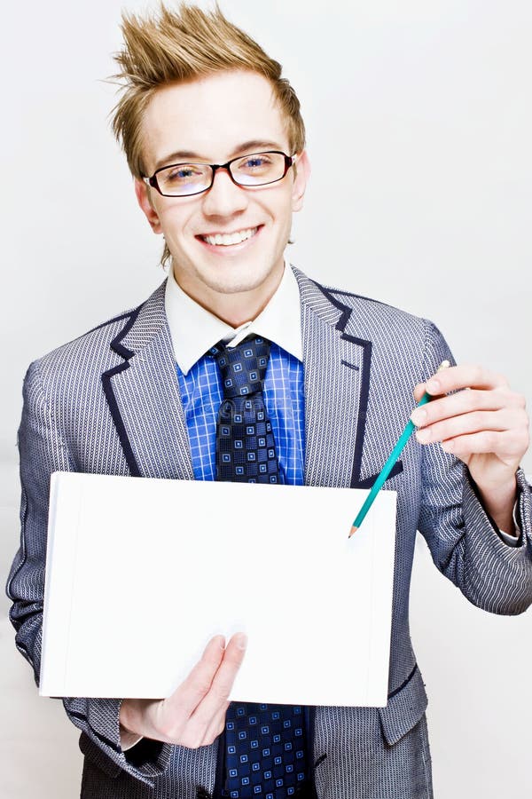 Young man with a note stock photo. Image of look, fashion - 13220392