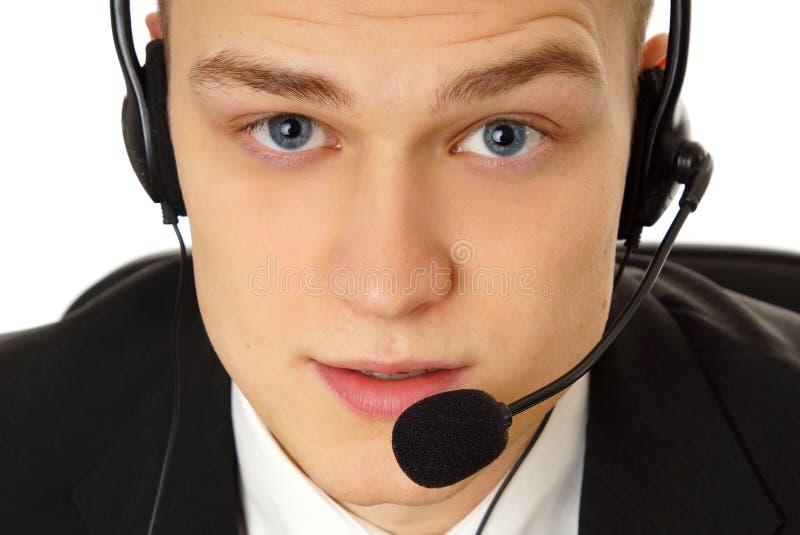 Young man operator stock image. Image of headset, communication - 38737855