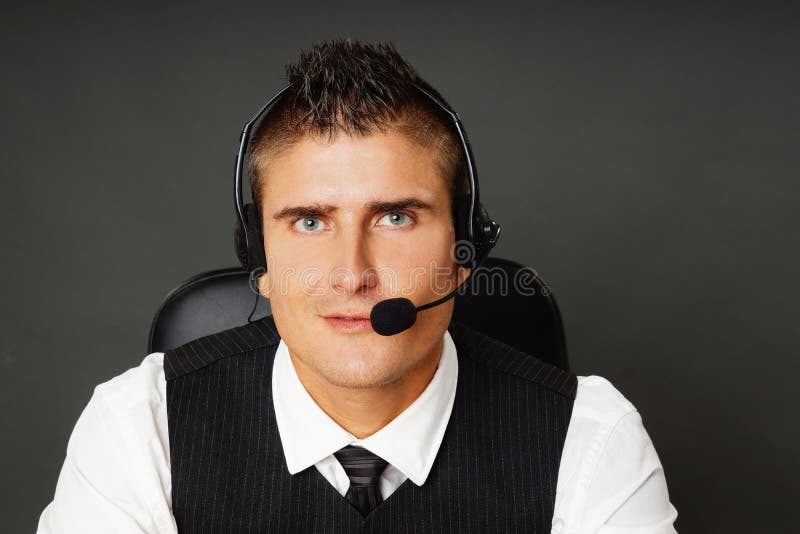 Young man operator stock image. Image of service, customer - 42384553