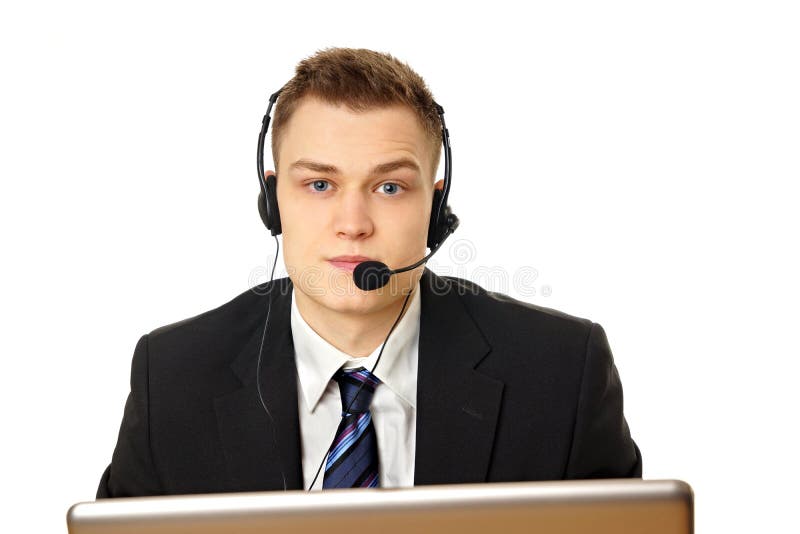 Young man operator in suit stock image. Image of agent - 42309515