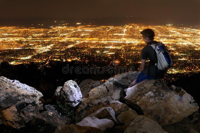 Young Man Overlooking Salt Lake City Stock Photo - Image of valley ...